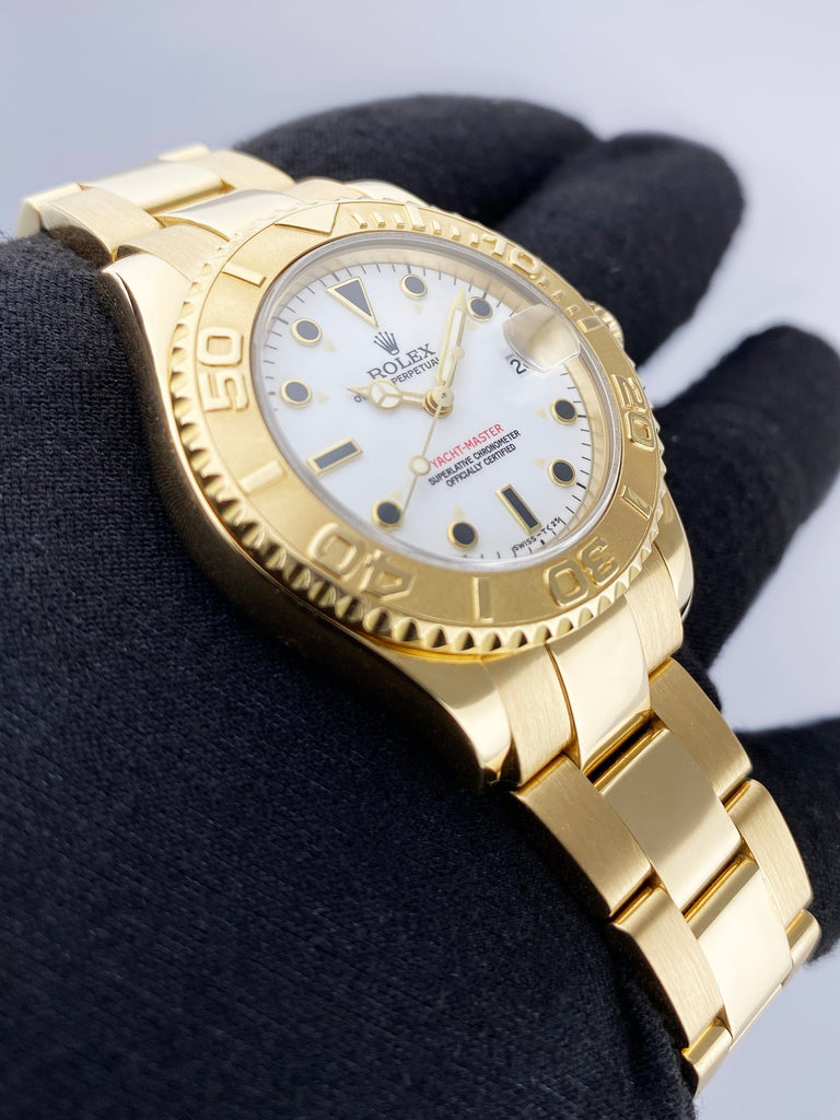 Rolex Yacht Master 68628 White Dial 18K Yellow Gold Mens Watch