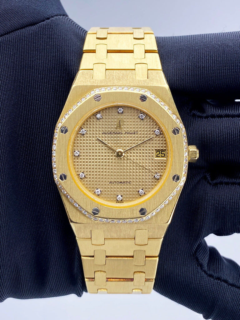 Audemars Piguet Royal Oak Diamond Champagne Dial 18K Yellow Gold Mens