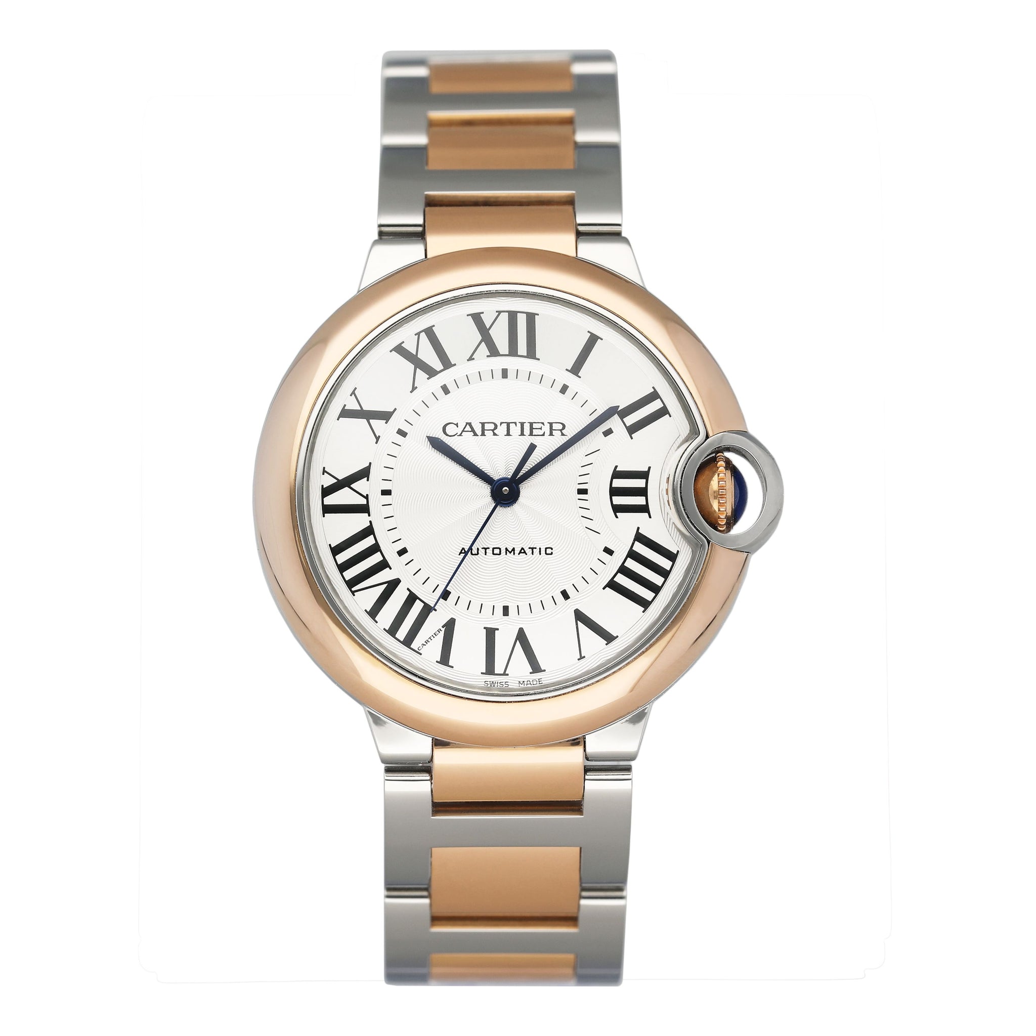 Cartier Ballon Bleu W2BB0033 Silver Dial Two-Tone Rose Gold Ladies Wat ...
