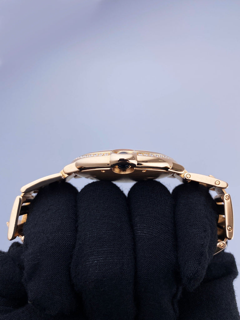 Cartier Ballon Bleu WJBB0038 Diamond 18K Rose Gold Mens Watch Box Pape