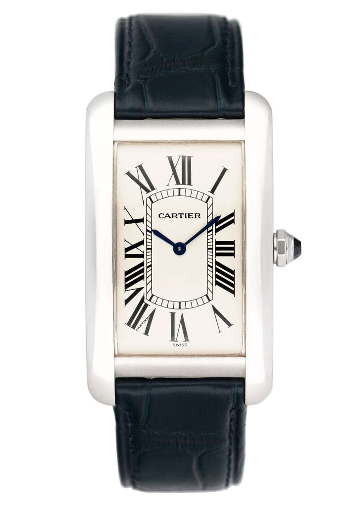 Cartier Tank Americaine Large W2601356 Rhodiumized 18K White Gold Mens