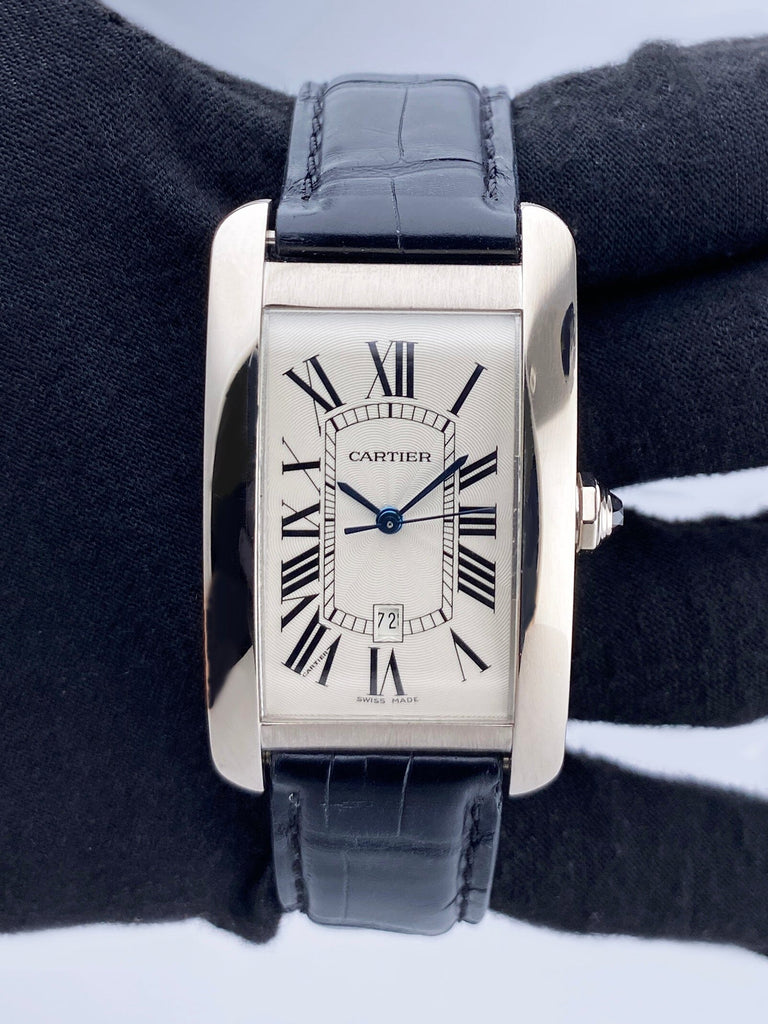 Cartier Tank Americaine Large W2603256 Rhodiumized 18K White Gold Mens