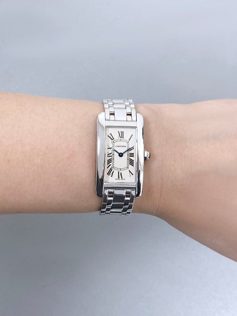 Cartier Tank Americaine Small W26019L1 White Gold Ladies Watch