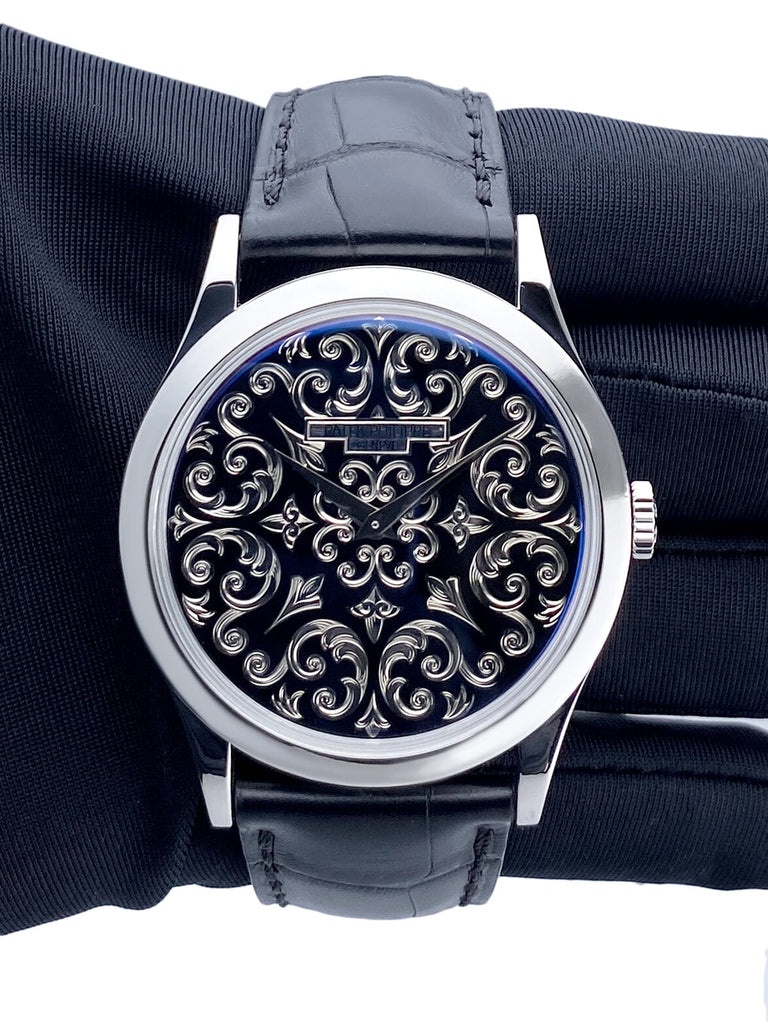 Patek Philippe 5088P Hand Engraved Dial Platinum Mens Watch Box Papers