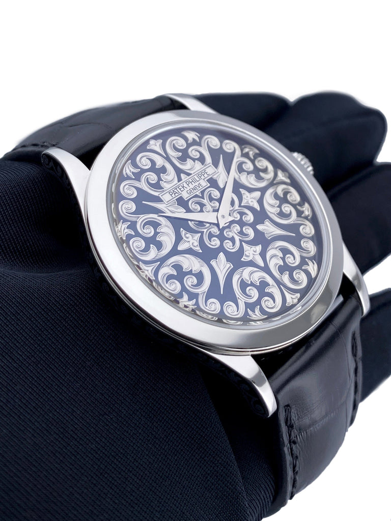 Patek Philippe 5088P Hand Engraved Dial Platinum Mens Watch Box Papers