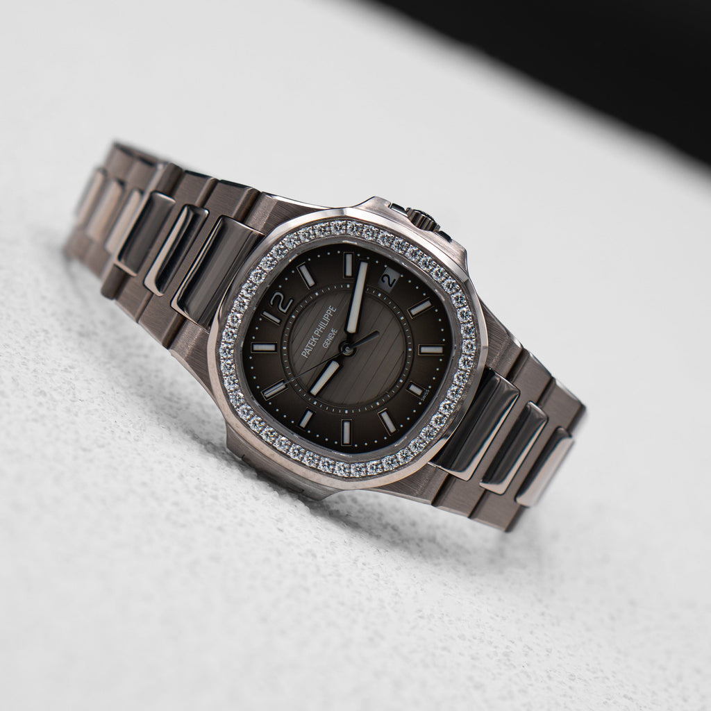 Patek Philippe Nautilus 7010/1G-010 Diamond Grey Dial Ladies Watch Box