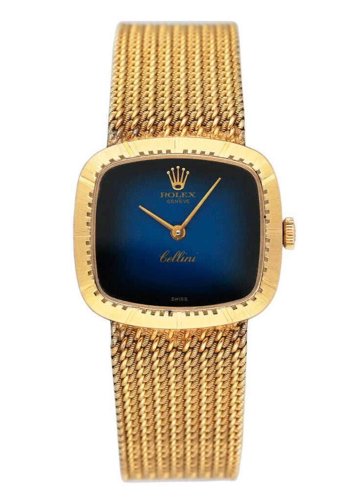 Rolex Cellini Blue Dial 18K Yellow Gold Ladies Watch