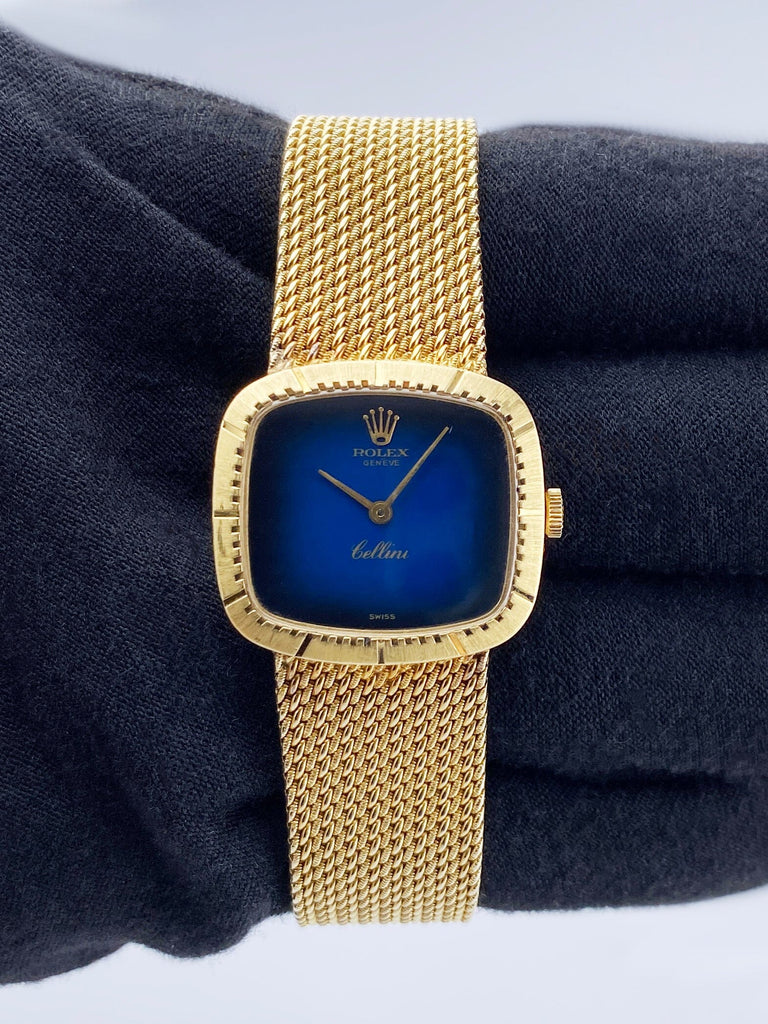 Rolex Cellini Blue Dial 18K Yellow Gold Ladies Watch