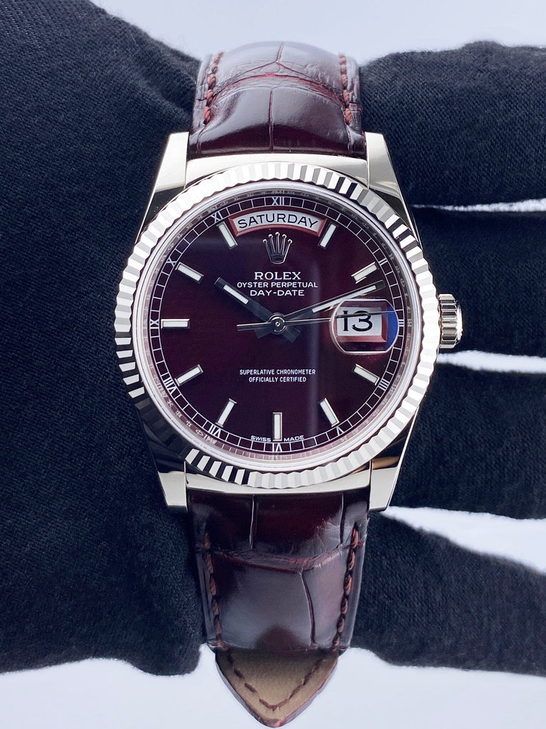 Rolex Day Date 118139 Cherry Dial 18K White Gold Mens Watch