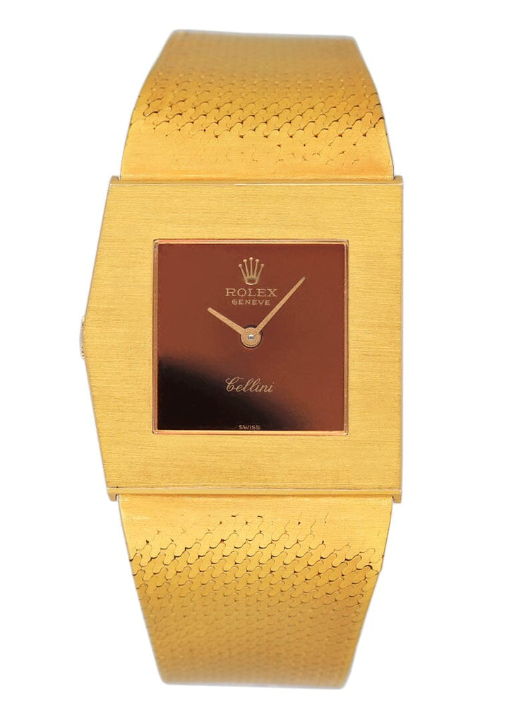 Rolex King Midas Cellini Red Dial Yellow Gold Ladies Watch