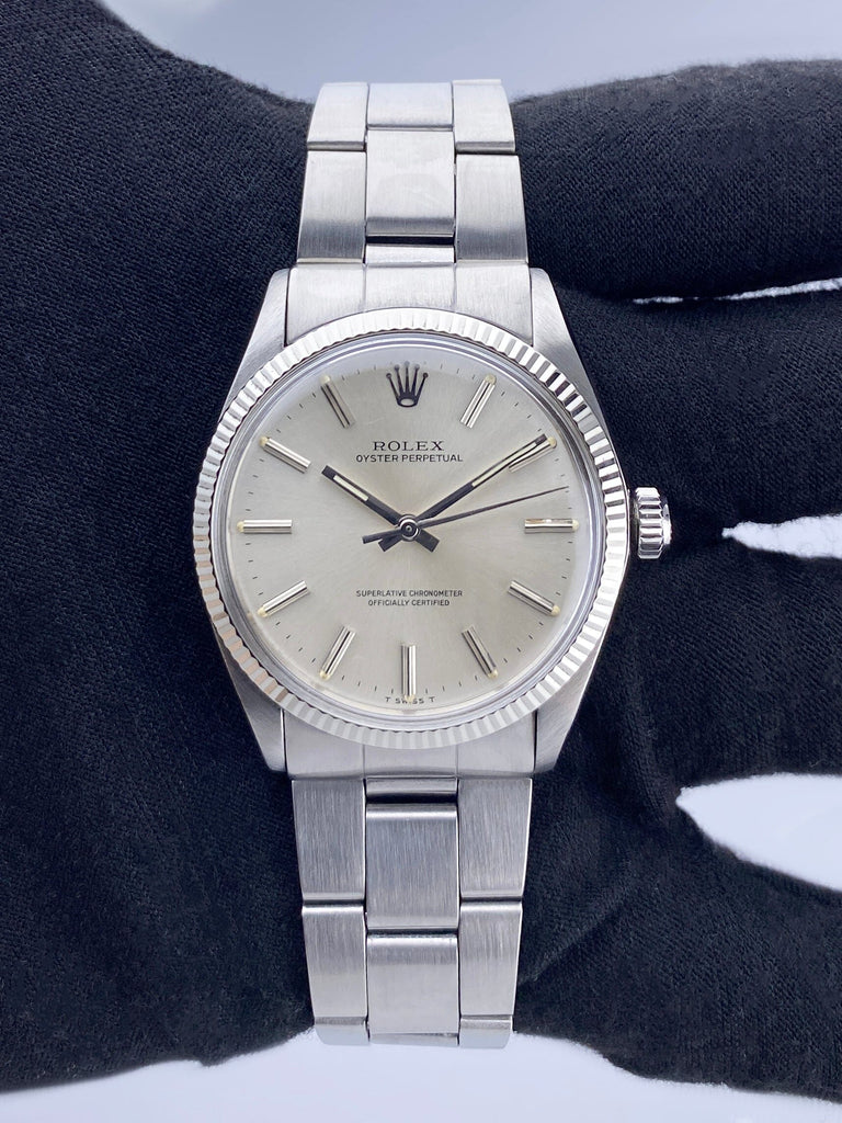 Rolex Oyster Perpetual 1005 Silver Dial Steel Mens Watch