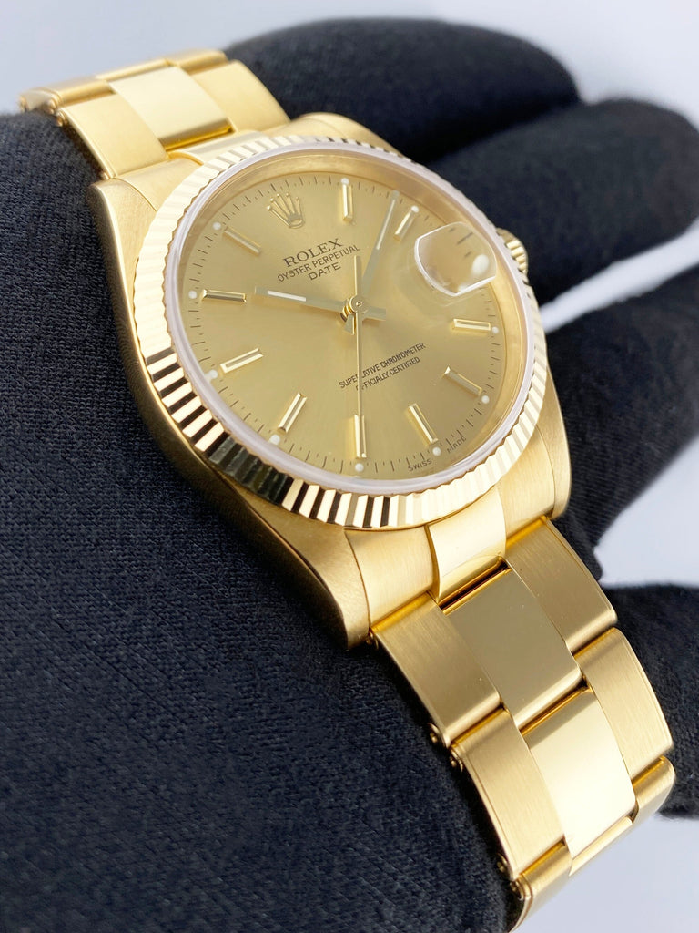 Rolex Oyster Perpetual Date 15238 Champagne Dial Mens Watch