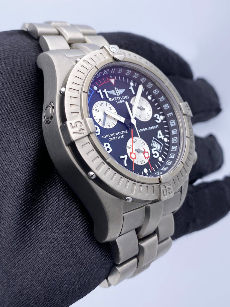 Breitling Chrono Avenger E73360 Black Dial Titanium Mens Watch
