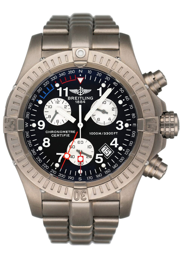 Breitling Chrono Avenger E73360 Black Dial Titanium Mens Watch