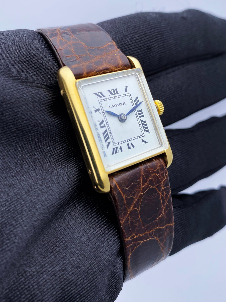 Cartier Tank 13433 Patek Movement Yellow Gold Ladies Watch