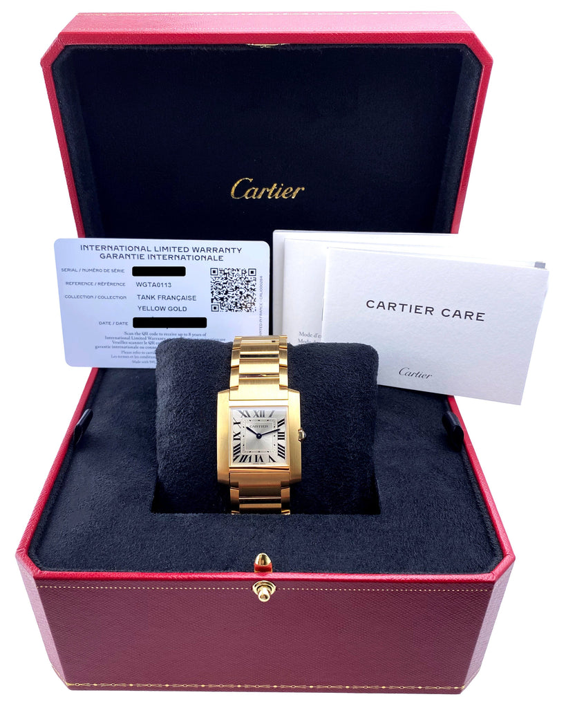 Cartier Tank Francaise WGTA0113 18K Yellow Gold Watch Box Papers