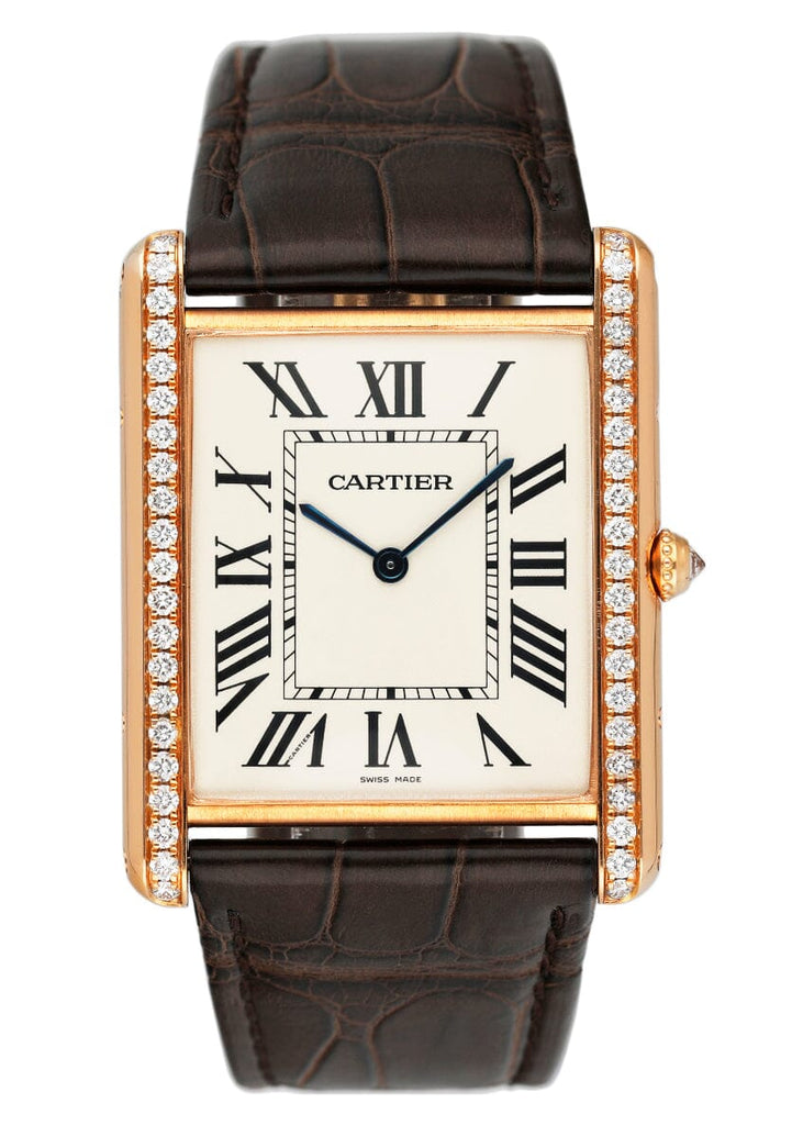 Cartier Tank Louis XL WT200005 Diamond 18K Rose Gold Mens Watch Box Pa