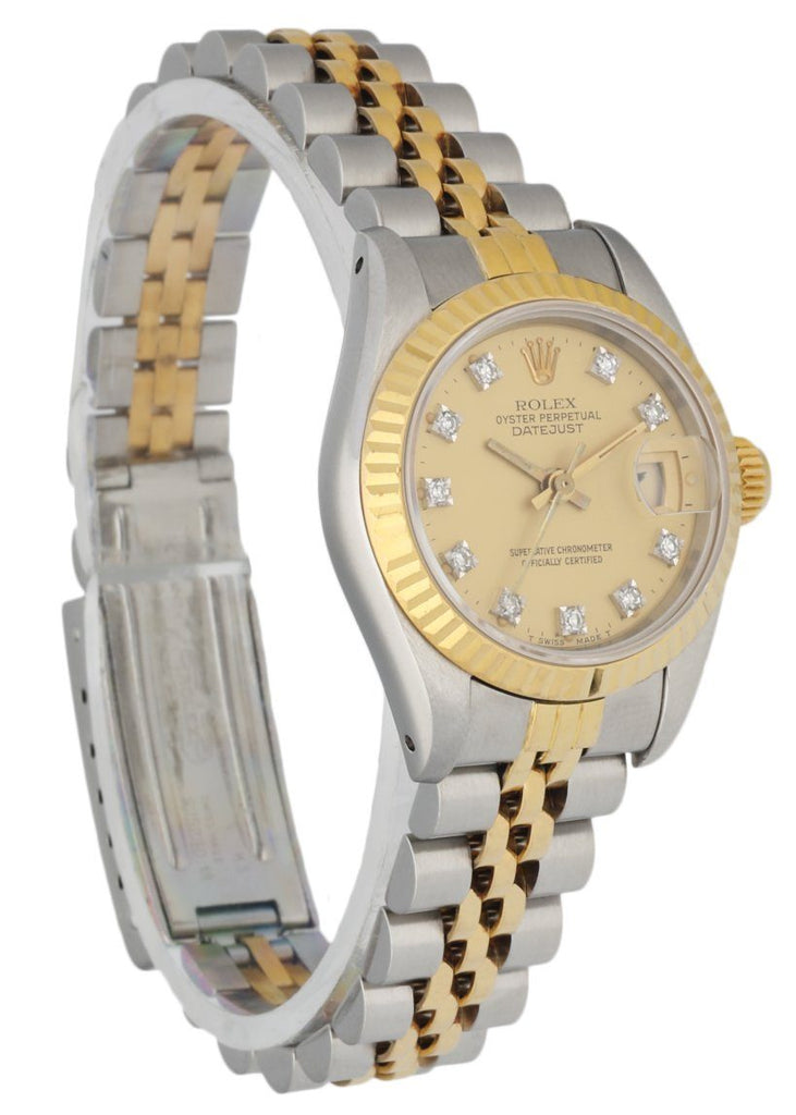 Rolex 69173 Stainless Steel & 18K Yellow Gold Diamond Dial Ladies Watc