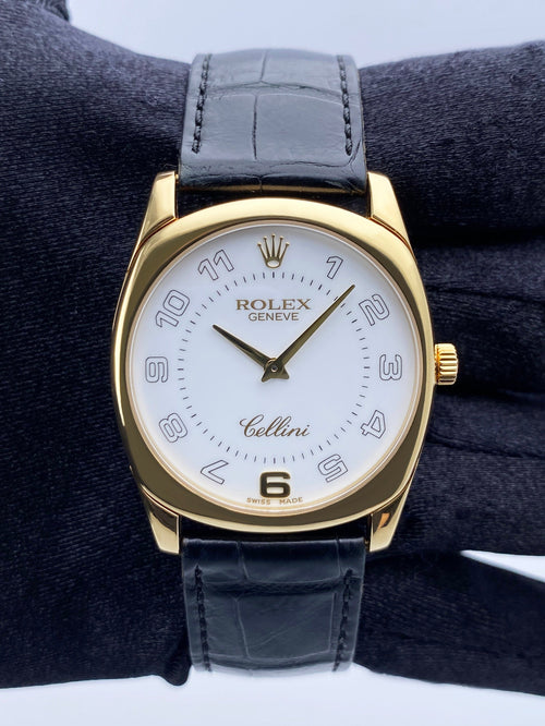 Rolex Cellini Danaos 4233/8 18K Yellow Gold Mens Watch Box Papers