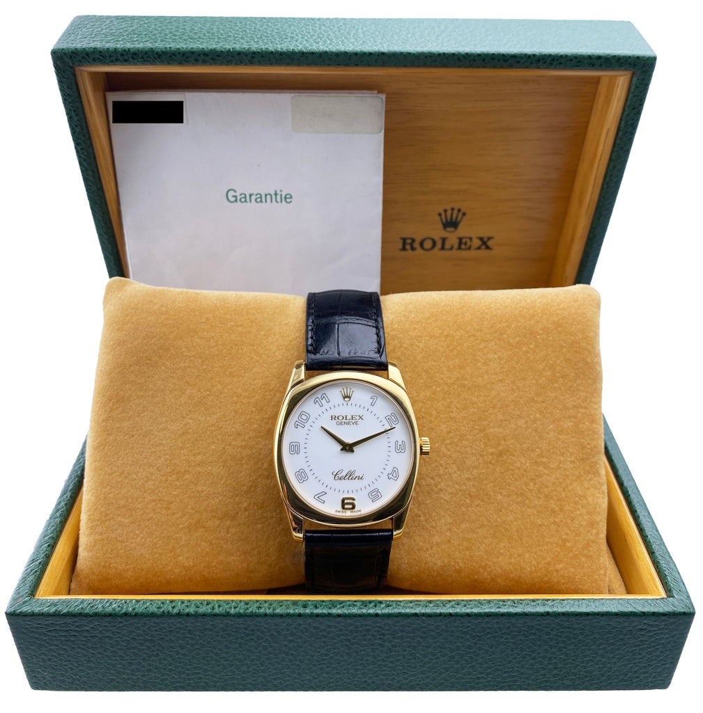 Rolex Cellini Danaos 4233/8 18K Yellow Gold Mens Watch Box Papers