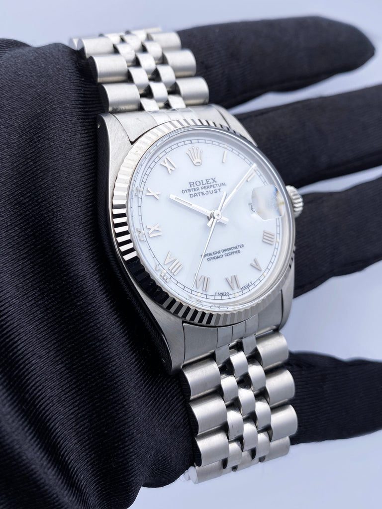 Rolex Datejust 16014 Porcelain White Dial Mens Watch