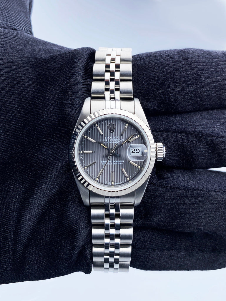 Rolex Datejust 69174 Grey Linen Dial Ladies Watch