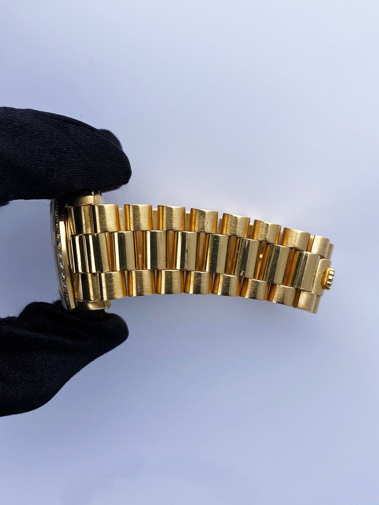 Rolex Day Date 18348 Diamond Black Dial Mens Watch