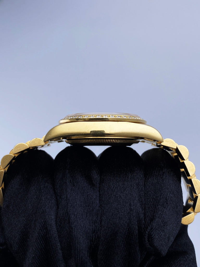 Rolex Day Date 18348 Diamond Black Dial Mens Watch