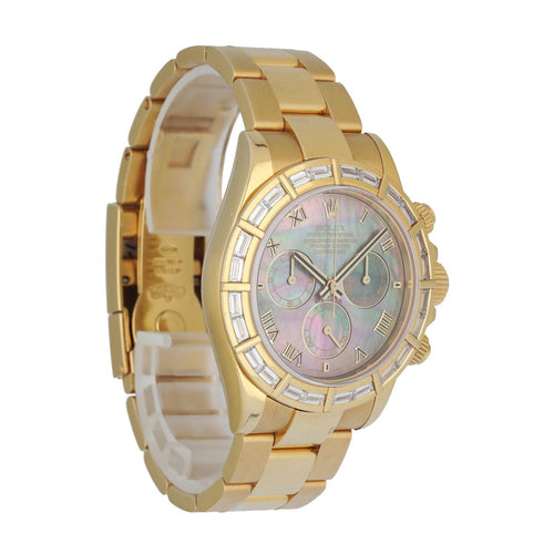 Rolex Daytona MOP 116568 Yellow Gold Baguette Diamond mens Watch